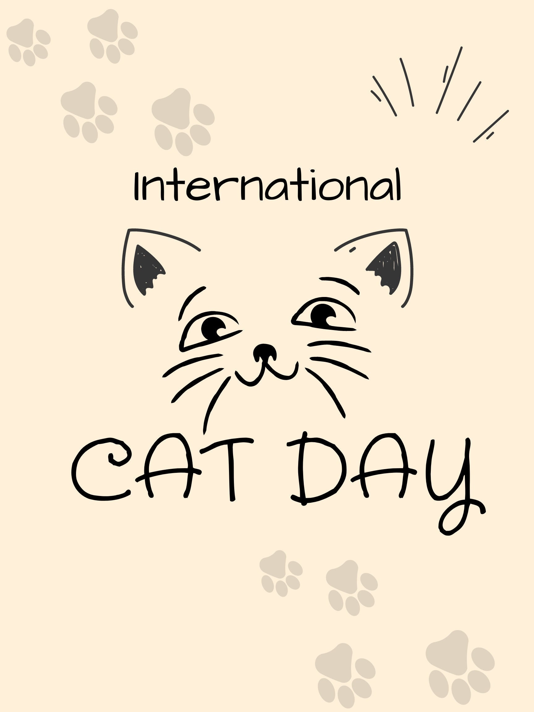 International Cat Day Poster Print, Neutral and Cute, Adorable, Modern ...