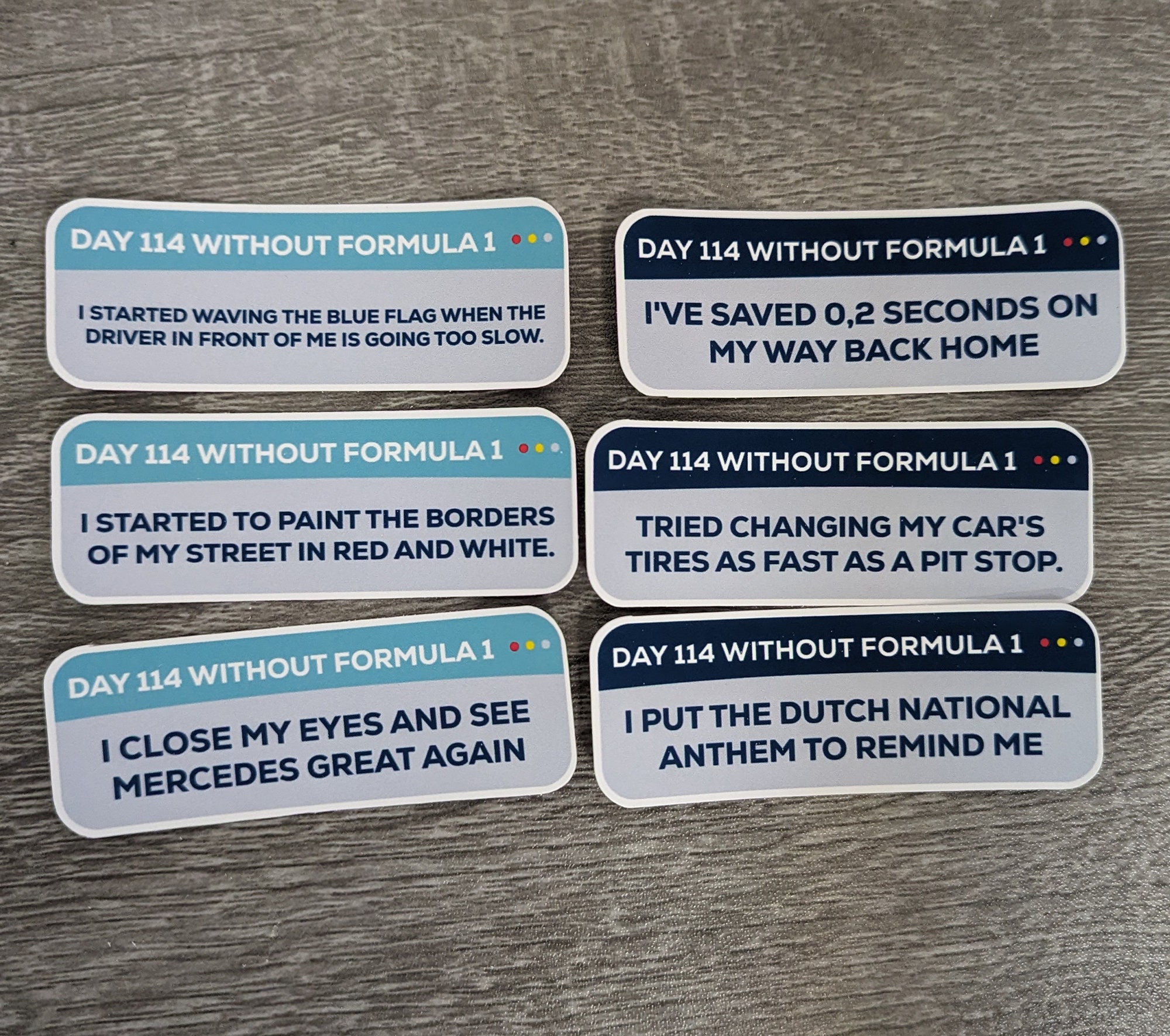 Formula 1 Days Until Start Races, Meme Formula One, Pack of 6 Stickers ...