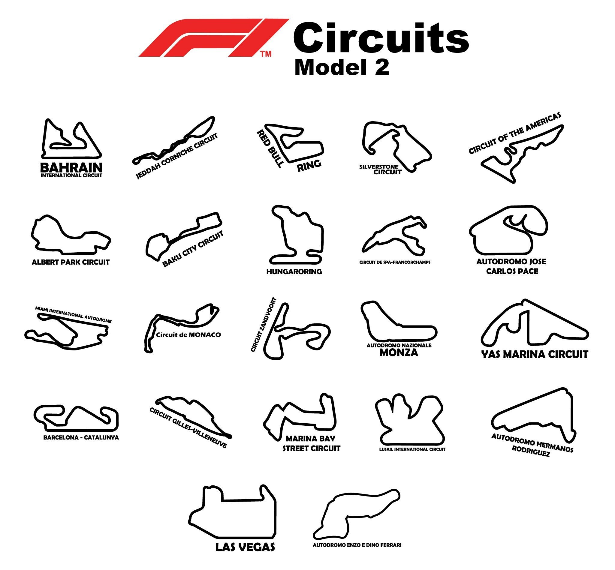 Formula 1 Race Tracks Vector, Formula 1 Circuit Digital Download - Etsy