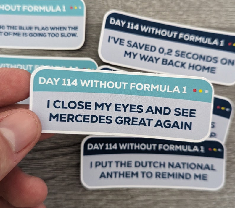Formula 1 Days Until Start Races, Meme Formula One, Pack of 6 Stickers ...