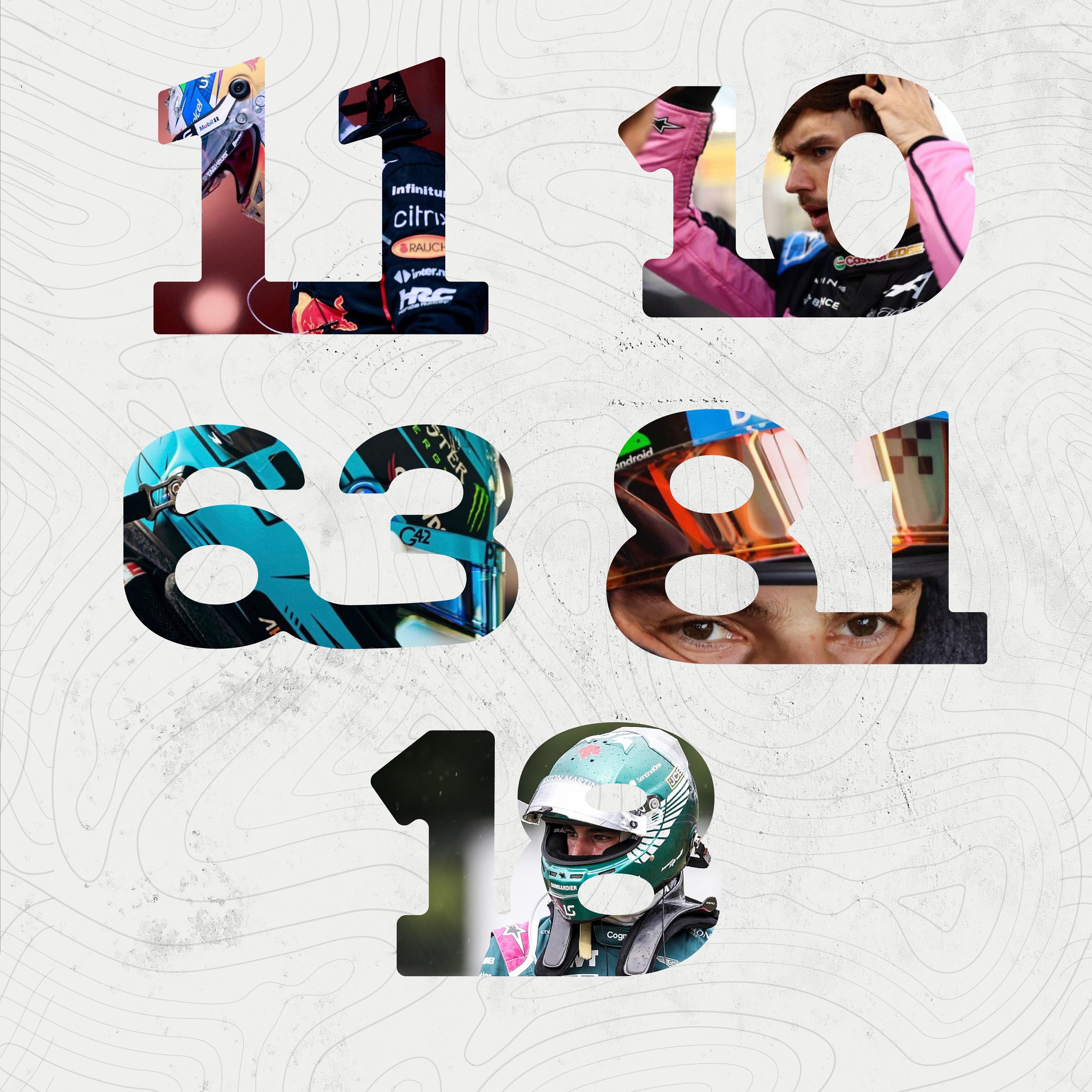 20 Formula 1 Driver Numbers, PNG File, All 20 Drivers 2024 - Etsy