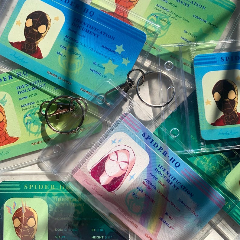 Spider-man Across the Spider-verse | Spider HQ ID Card Keychain - Etsy