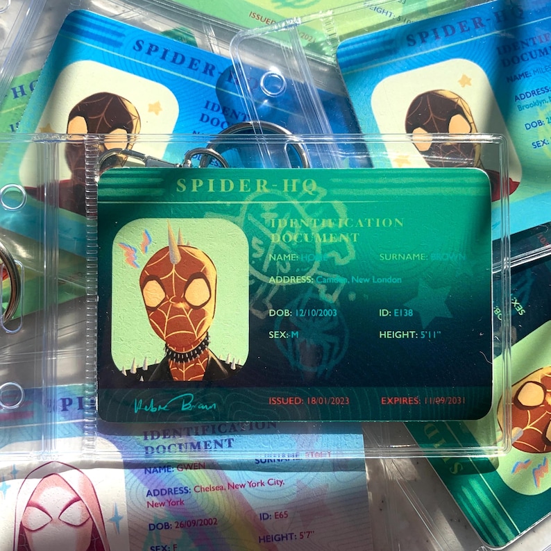 Spider-man Across the Spider-verse | Spider HQ ID Card Keychain - Etsy