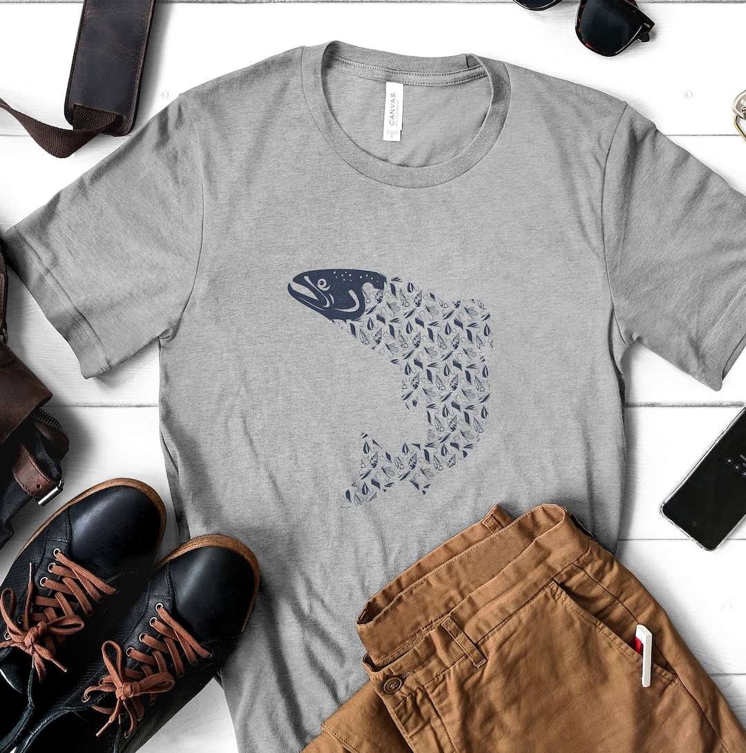 Fly Fish Trout Mens T Shirts - Fishing Gift for Him - Fisherman Shirt ...