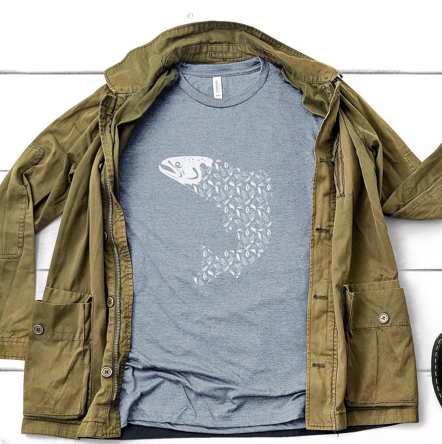 Fly Fish Trout Mens T Shirts - Fishing Gift for Him - Fisherman Shirt ...