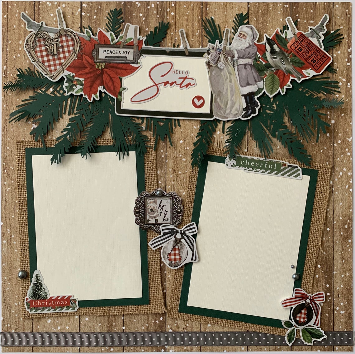 Simple Vintage Rustic Christmas Scrapbook Pages Premade or - Etsy