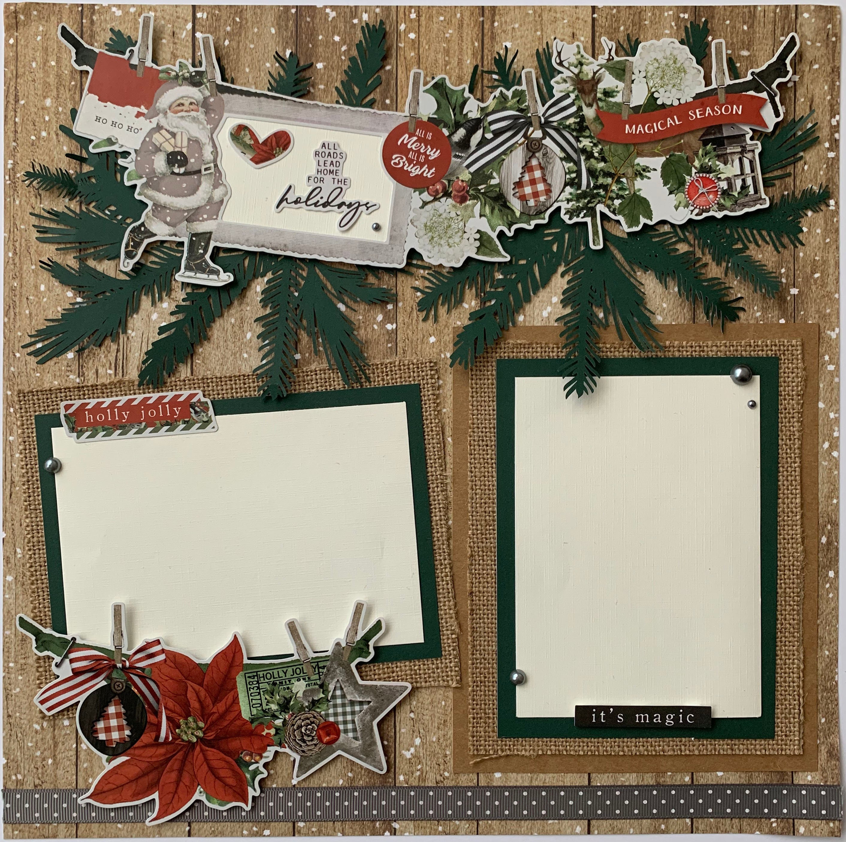 Simple Vintage Rustic Christmas Scrapbook Pages Premade or - Etsy