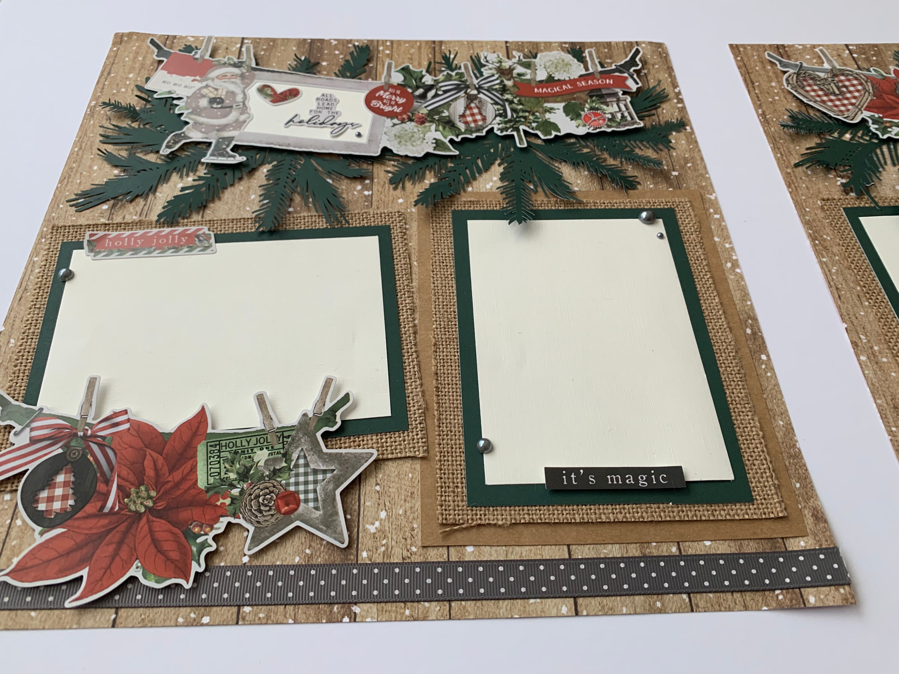 Simple Vintage Rustic Christmas Scrapbook Pages - Premade or DIY Kit ...