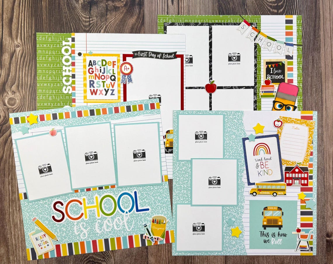 Back to School School Scrapbook Kit: Precut, Ready to Assemble - Makes ...
