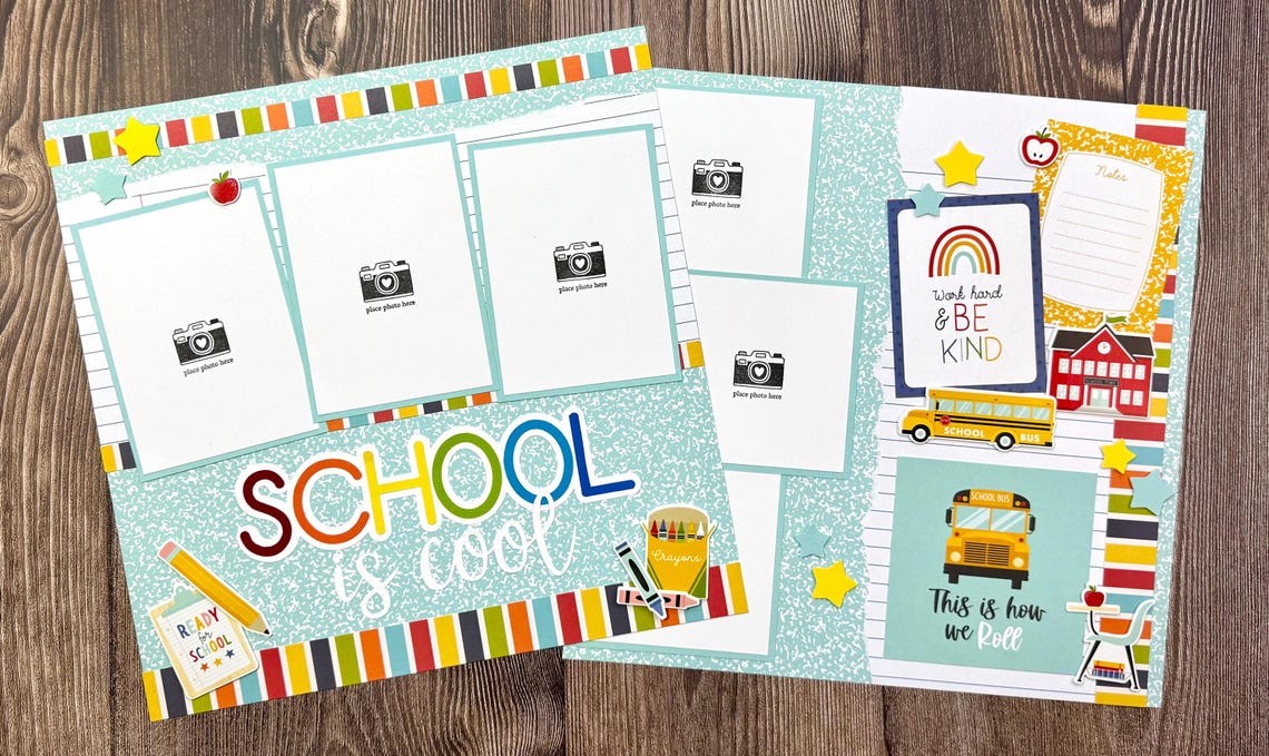 Back to School School Scrapbook Kit: Precut, Ready to Assemble - Makes ...