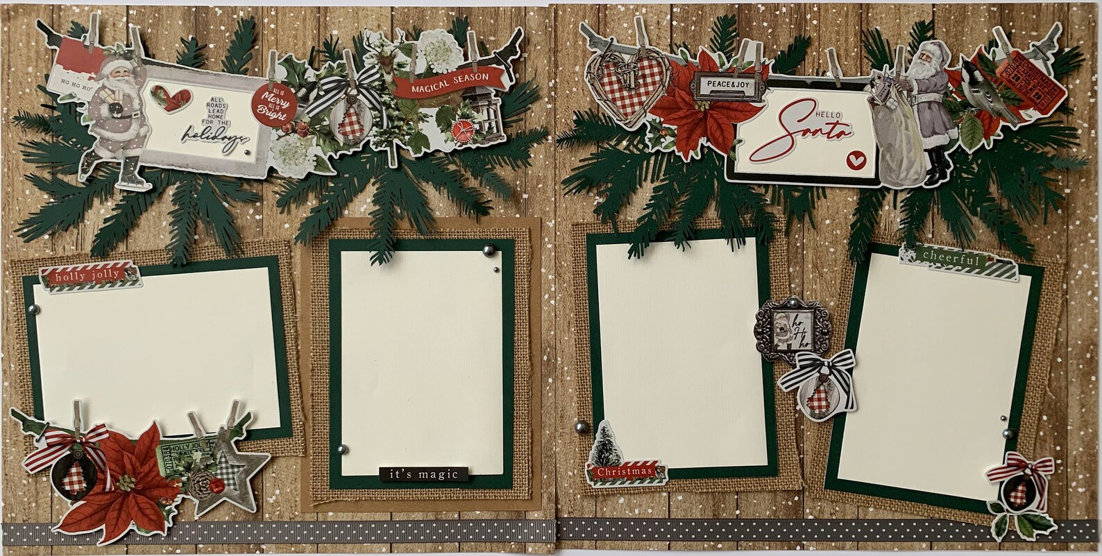 Simple Vintage Rustic Christmas Scrapbook Pages - Premade or DIY Kit ...