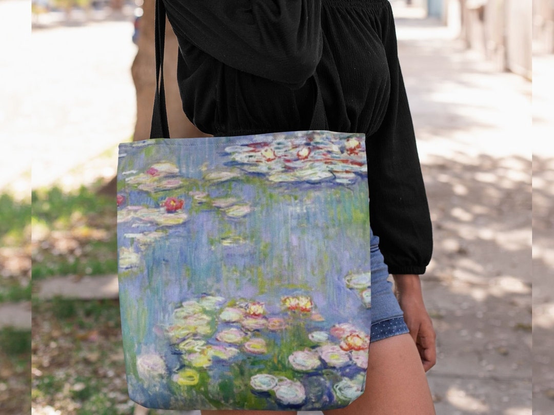 Claude Monet Painting Tote Bag - Water Lilies | Art Lovers Reusable Bag ...