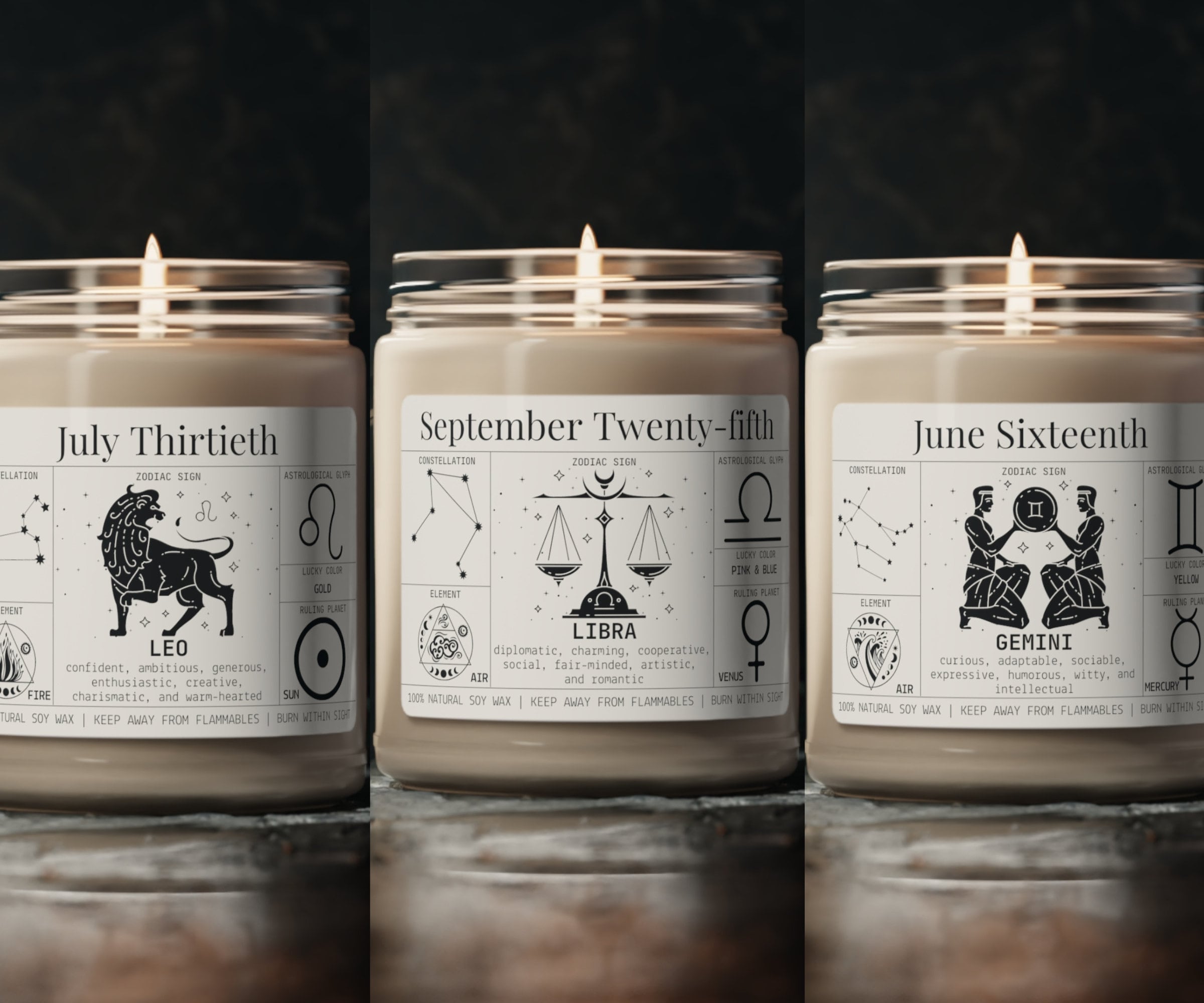 Personalized Birthdate Zodiac Candle - Zodiac Sign | Customized ...