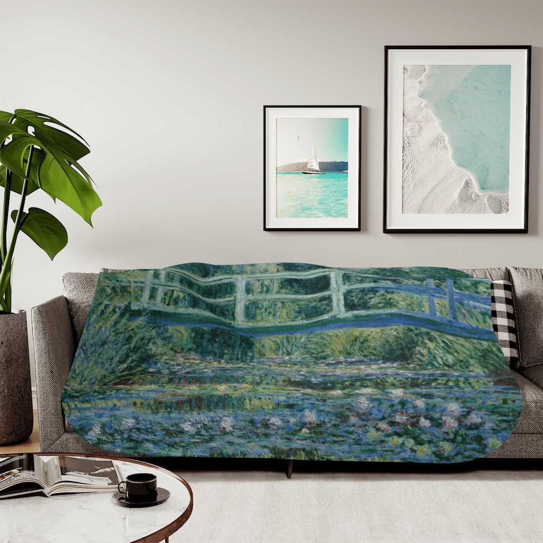 Claude Monet Water Lilies and Japanese Bridge Blanket, Artistic Home ...