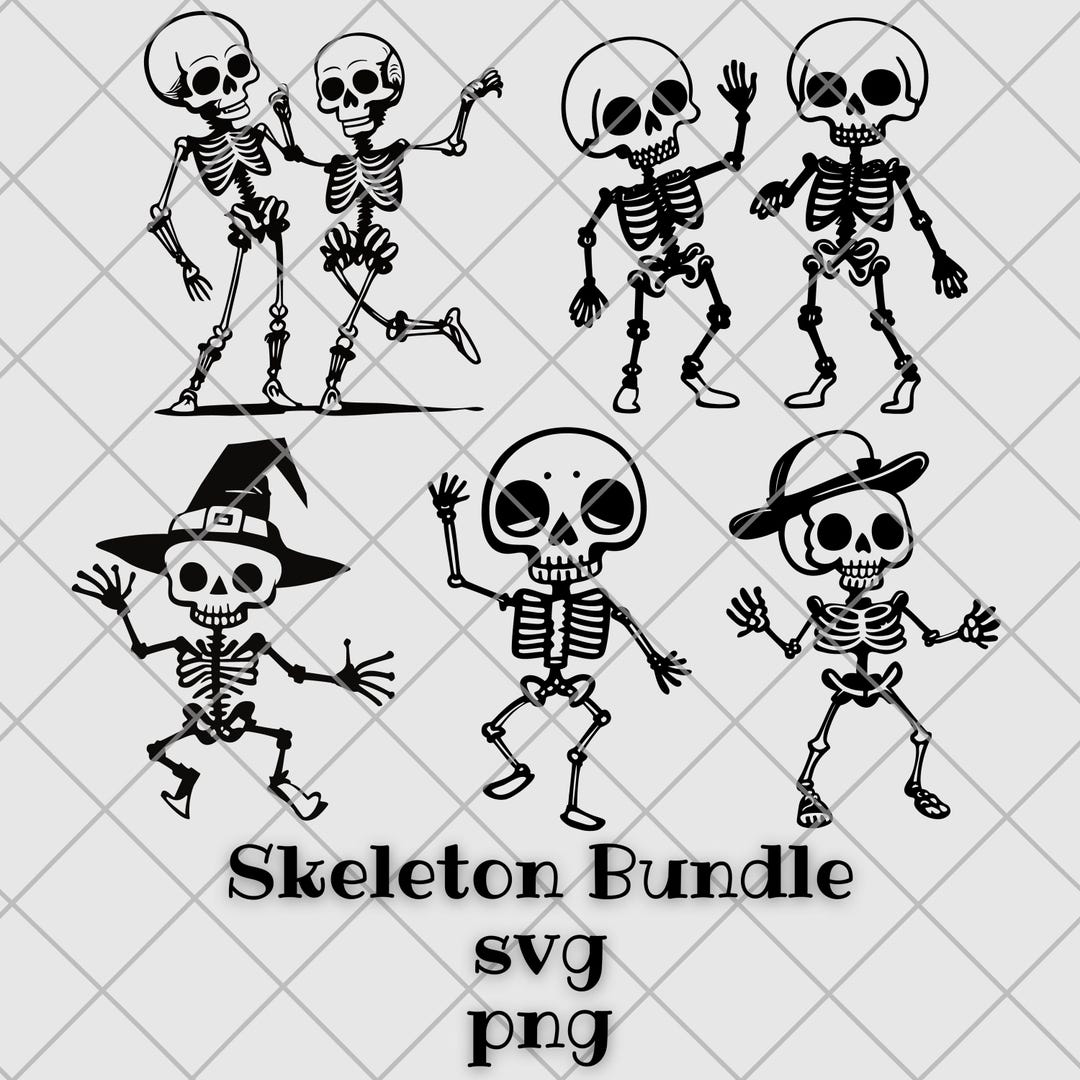 Skeleton SVG PNG Bundle - Etsy