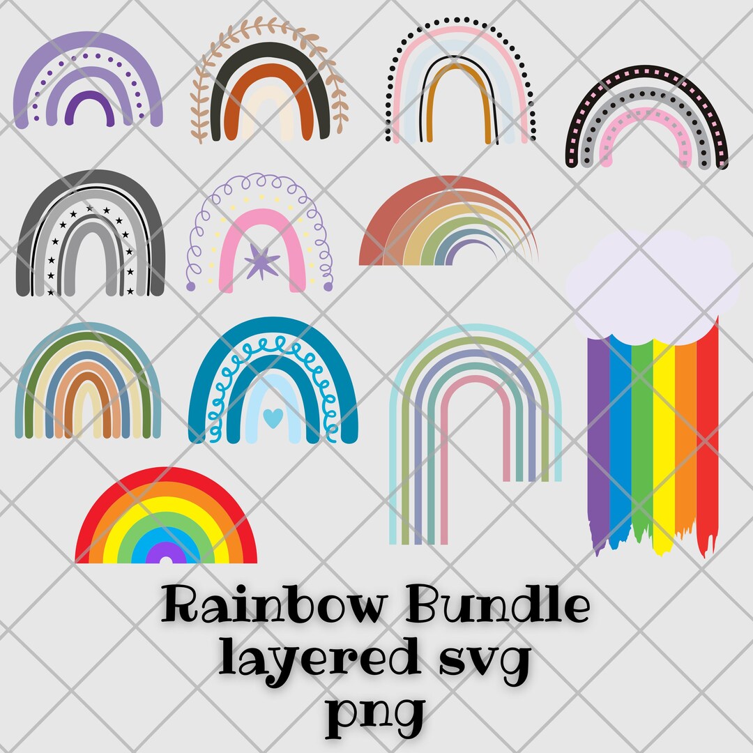 Rainbow SVG PNG Bundle - Etsy