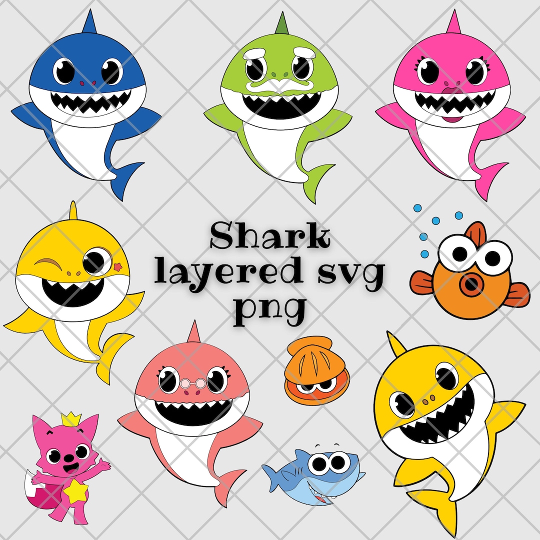 Shark Layered SVG PNG Bundle - Etsy Canada