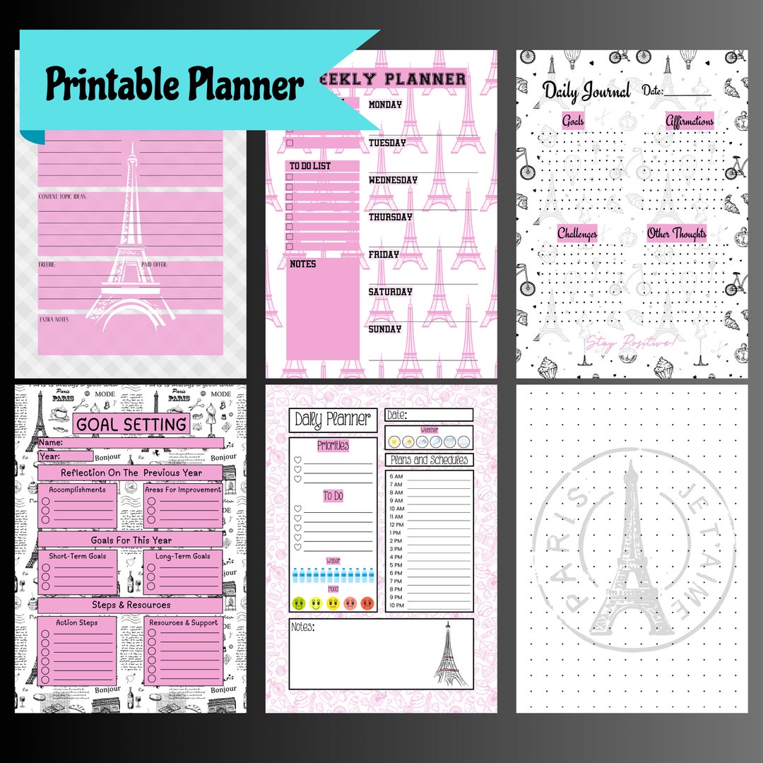 Paris Theme Printable Planner - Etsy