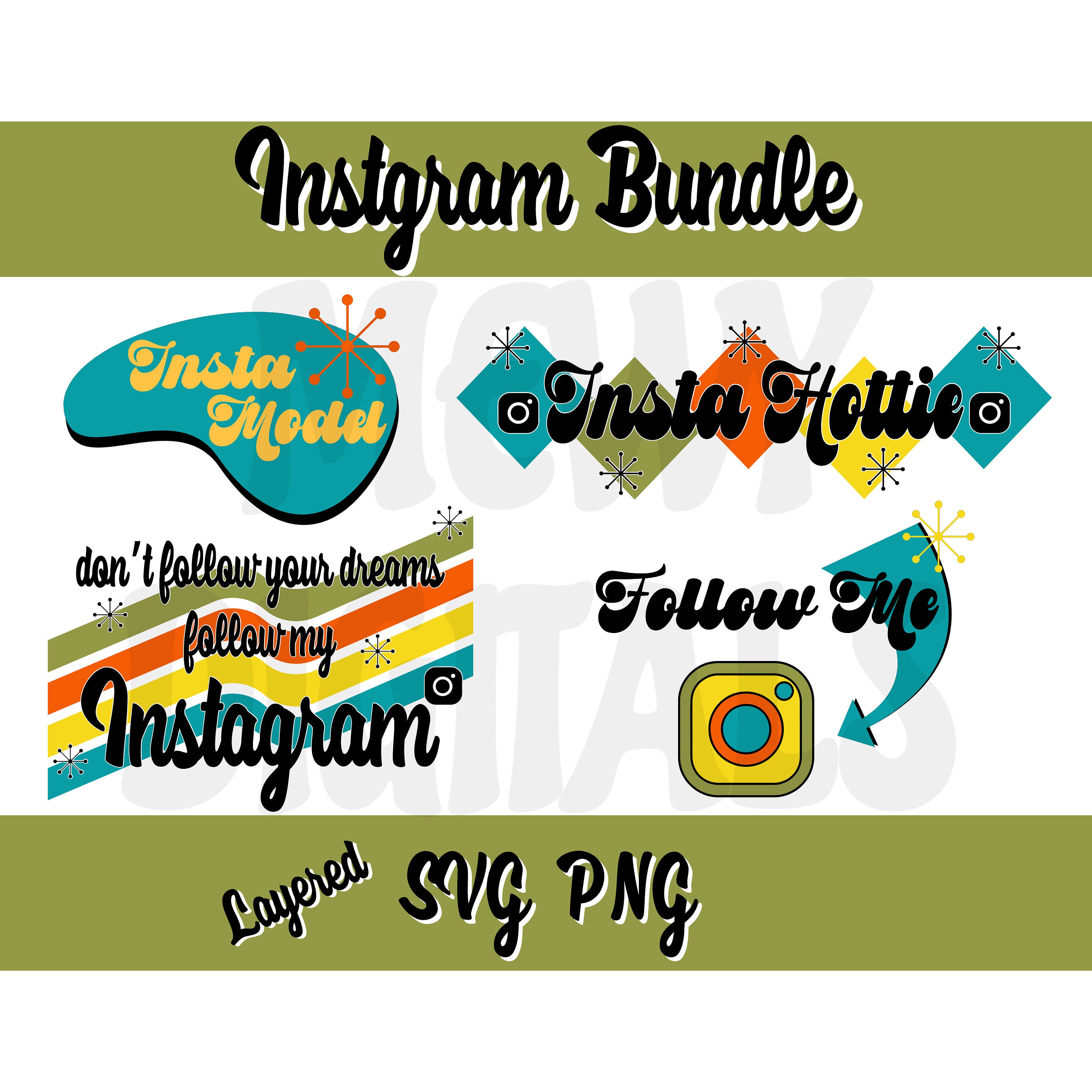 Retro Insta SVG PNG Bundle - Etsy
