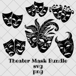 Theater Mask SVG PNG Bundle - Etsy