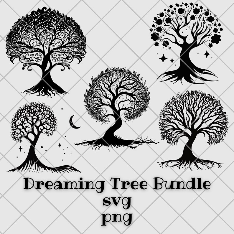 Dreaming Tree SVG PNG Bundle - Etsy