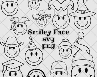 Smiley Face Svg Happy Thoughts Png Instant Digital Download - Etsy