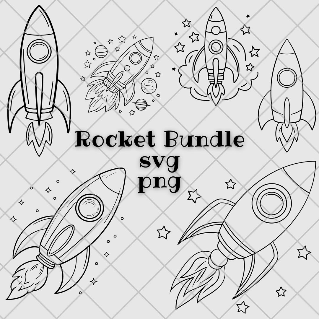 Rocket SVG PNG Bundle - Etsy