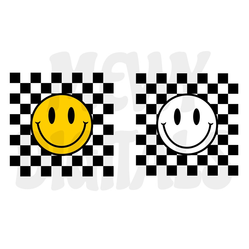 Checkered Smiley Face SVG PNG Bundle - Etsy