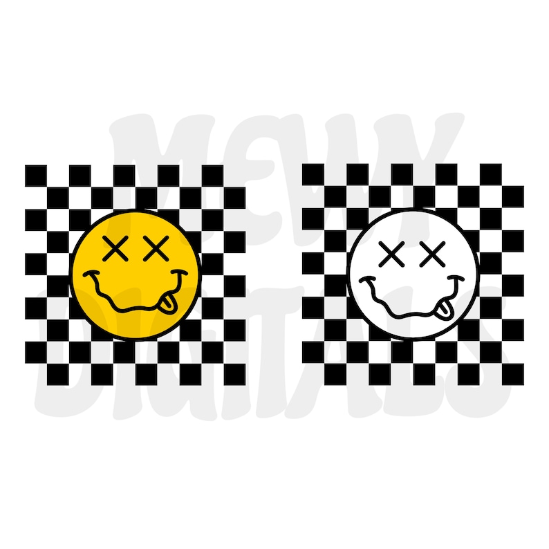 Checkered Smiley Face SVG PNG Bundle - Etsy