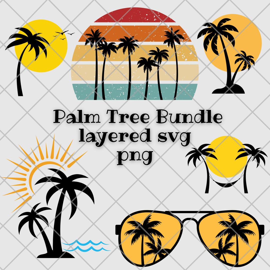 Palm Tree SVG PNG Bundle - Etsy