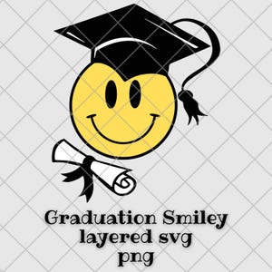 Graduation Smiley SVG PNG - Etsy