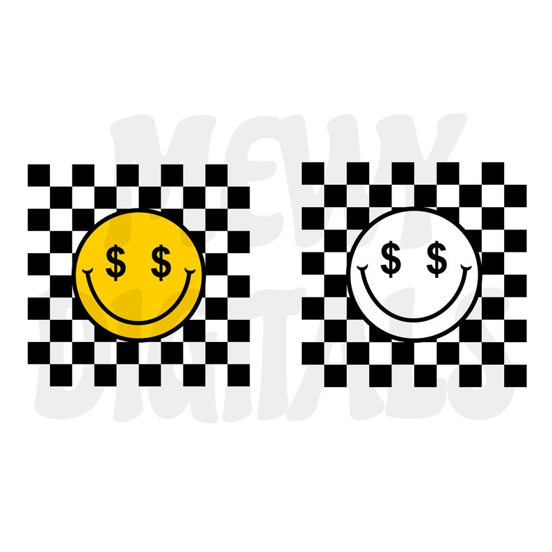 Checkered Smiley Face SVG PNG Bundle - Etsy