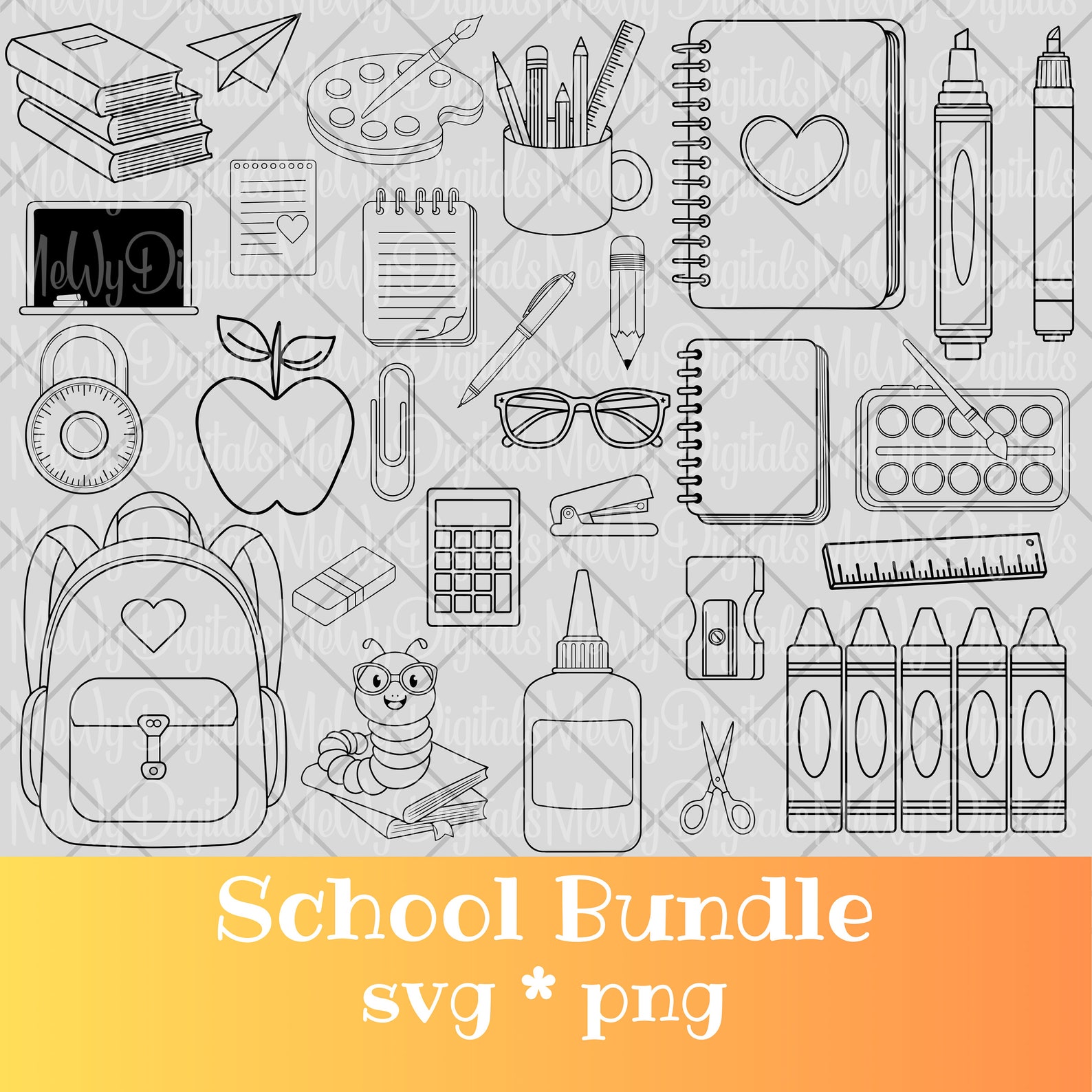 School SVG PNG Bundle - Etsy