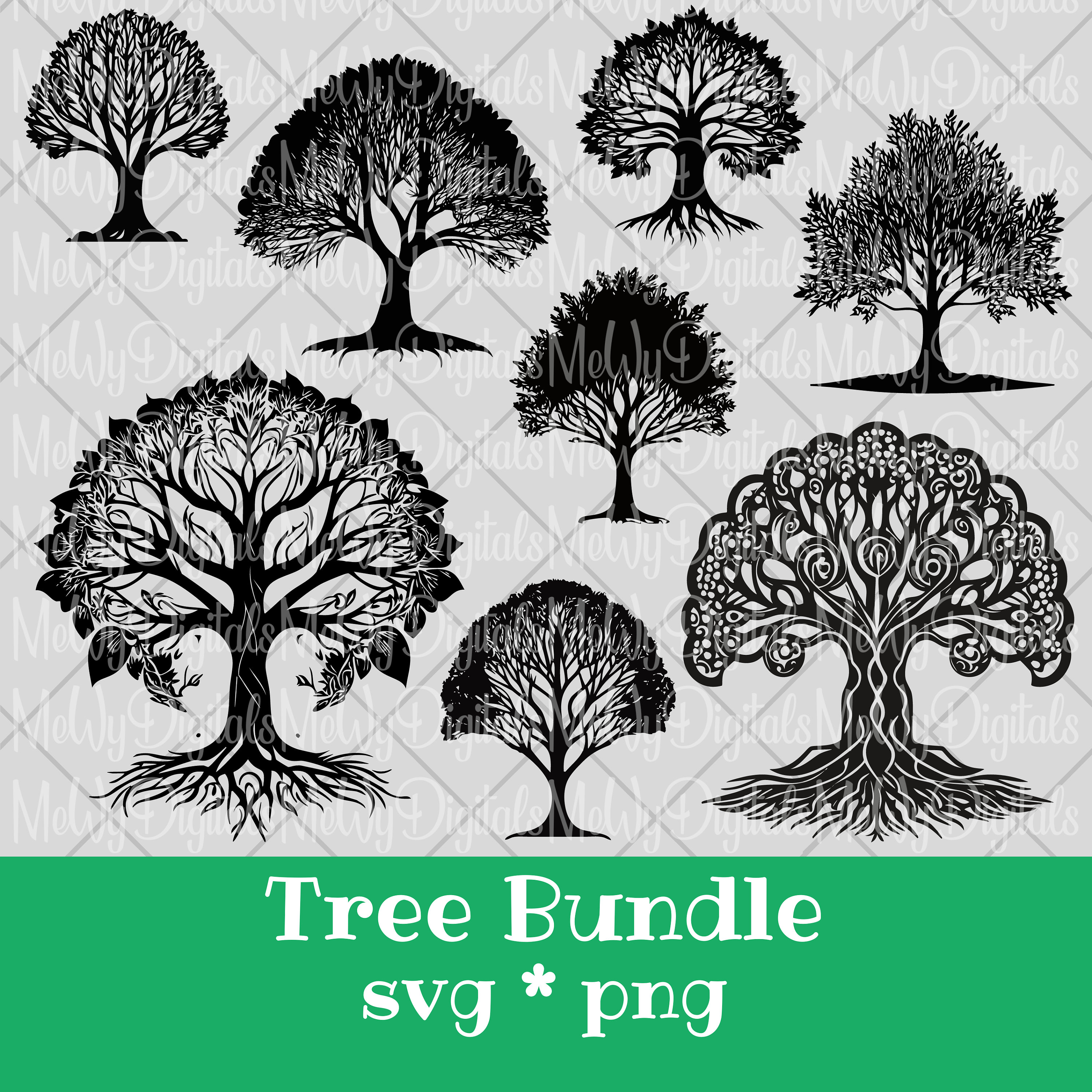 Tree SVG PNG Bundle - Etsy
