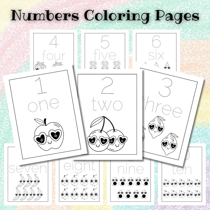 Childrens Number Tracing Coloring Pages - Etsy