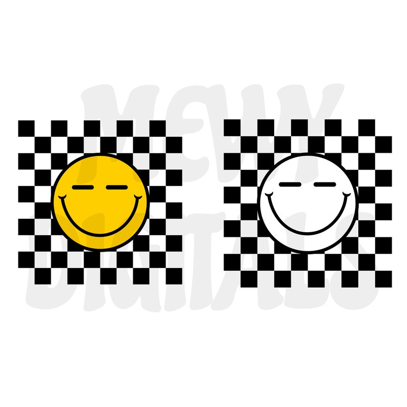 Checkered Smiley Face SVG PNG Bundle - Etsy