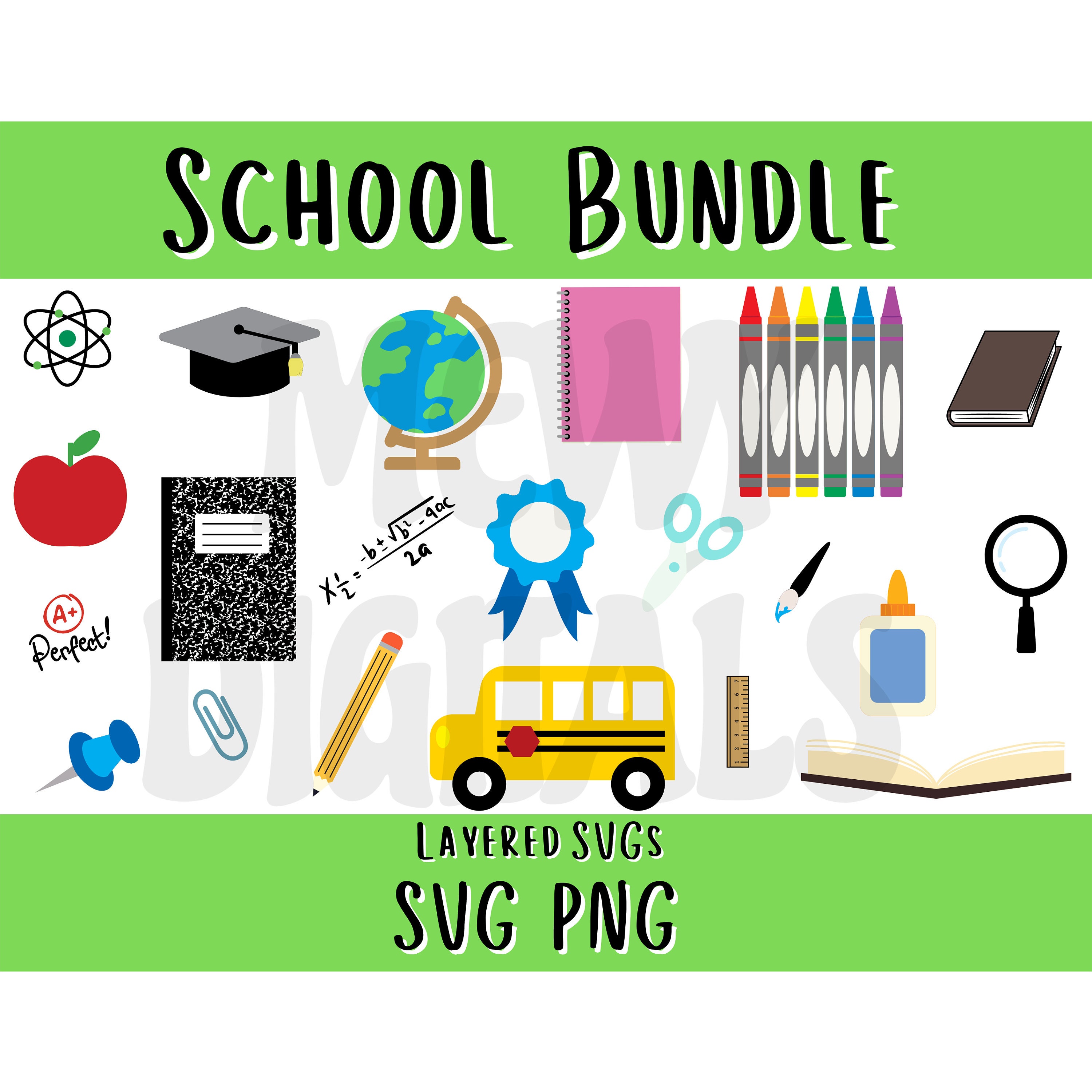 School SVG PNG Bundle - Etsy