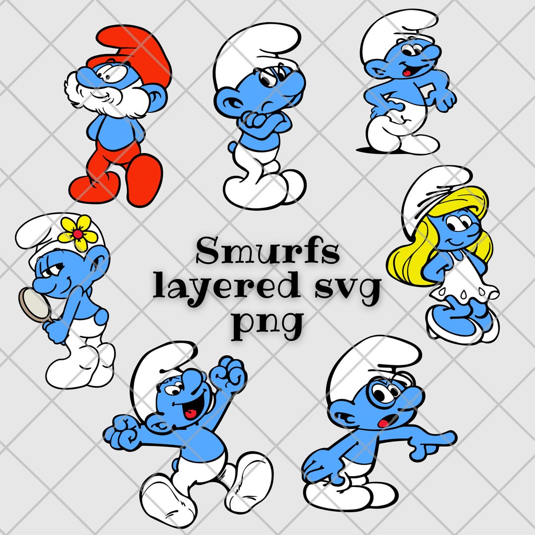 Smurfs Layered and Outline SVG PNG Bundle - Etsy UK