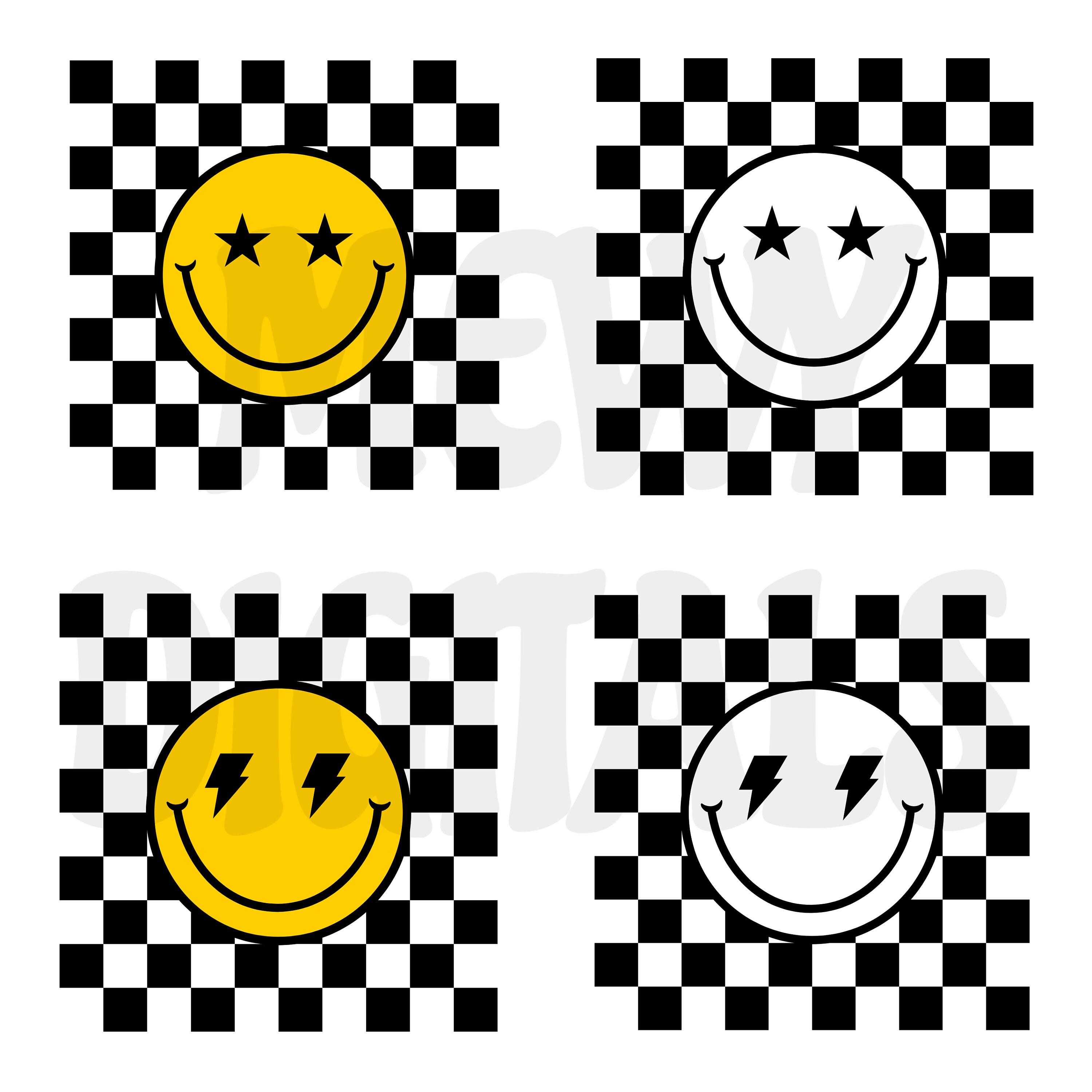 Checkered Smiley Face SVG PNG Bundle - Etsy