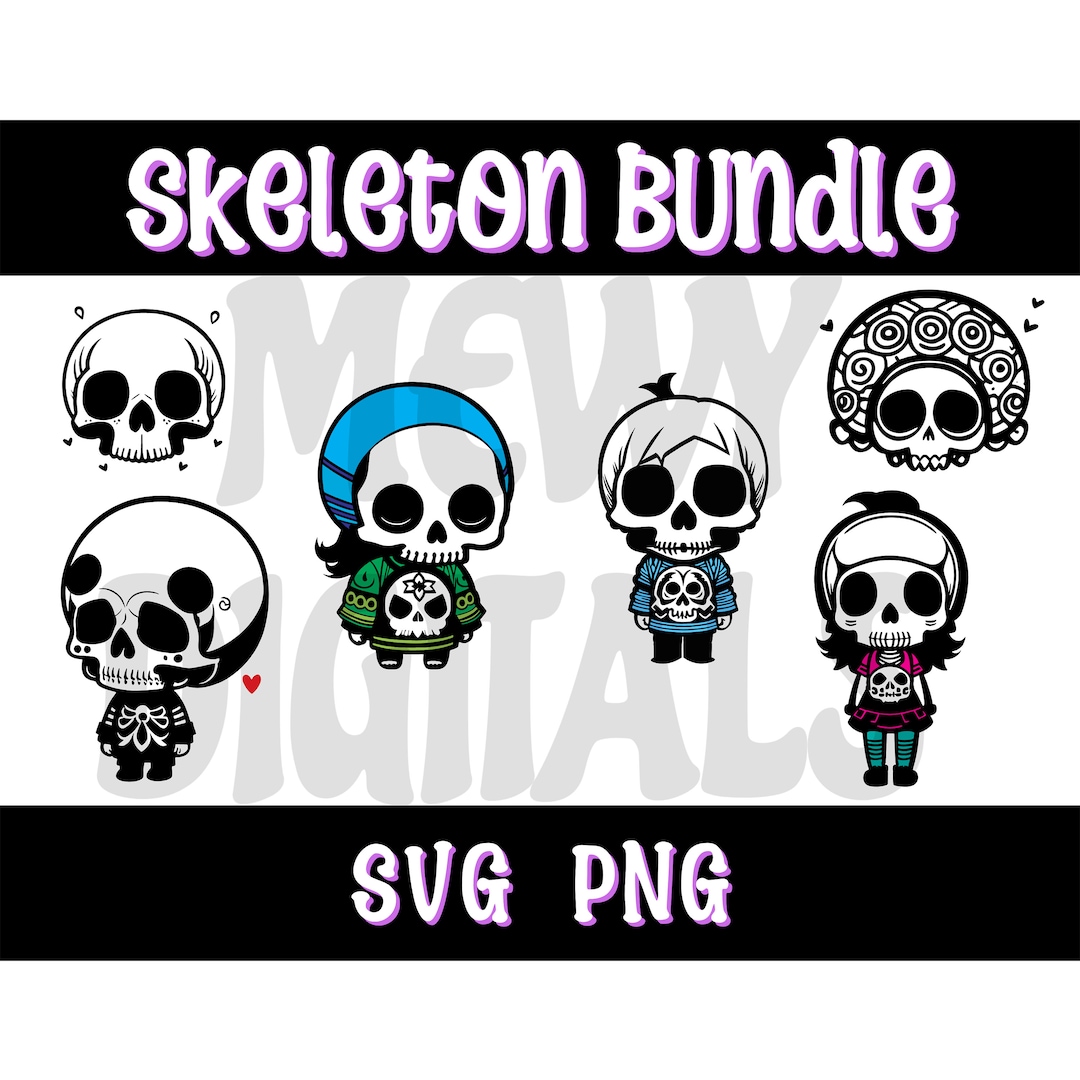 Cute Skeleton SVG PNG Bundle - Etsy