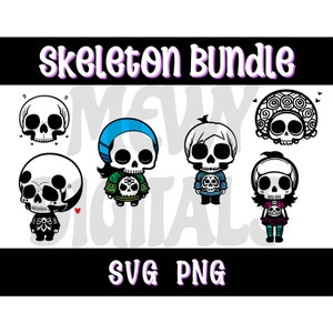 Cute Skeleton SVG PNG Bundle - Etsy