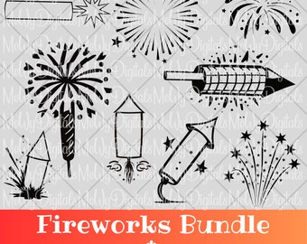 Fireworks Svg Clip Art, Fireworks Png, Fourth of July Svg, Independence ...