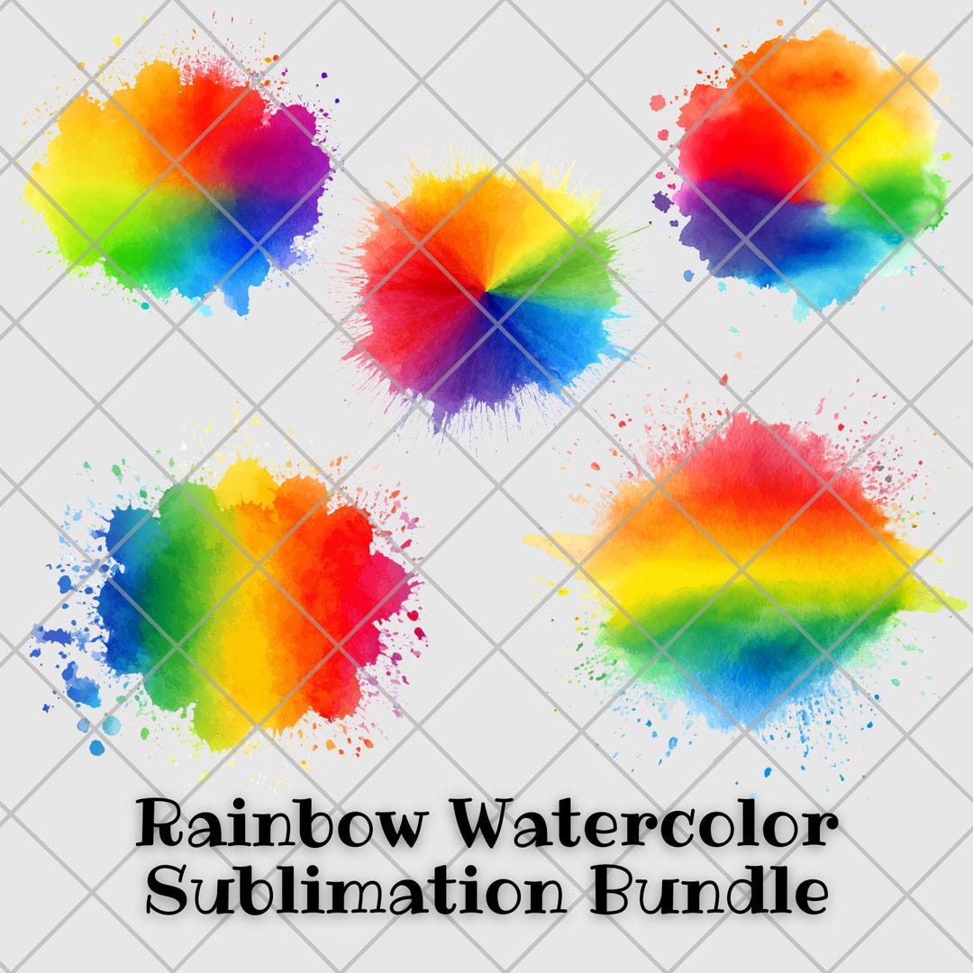 Watercolor Rainbow Splash PNG Sublimation Bundle - Etsy