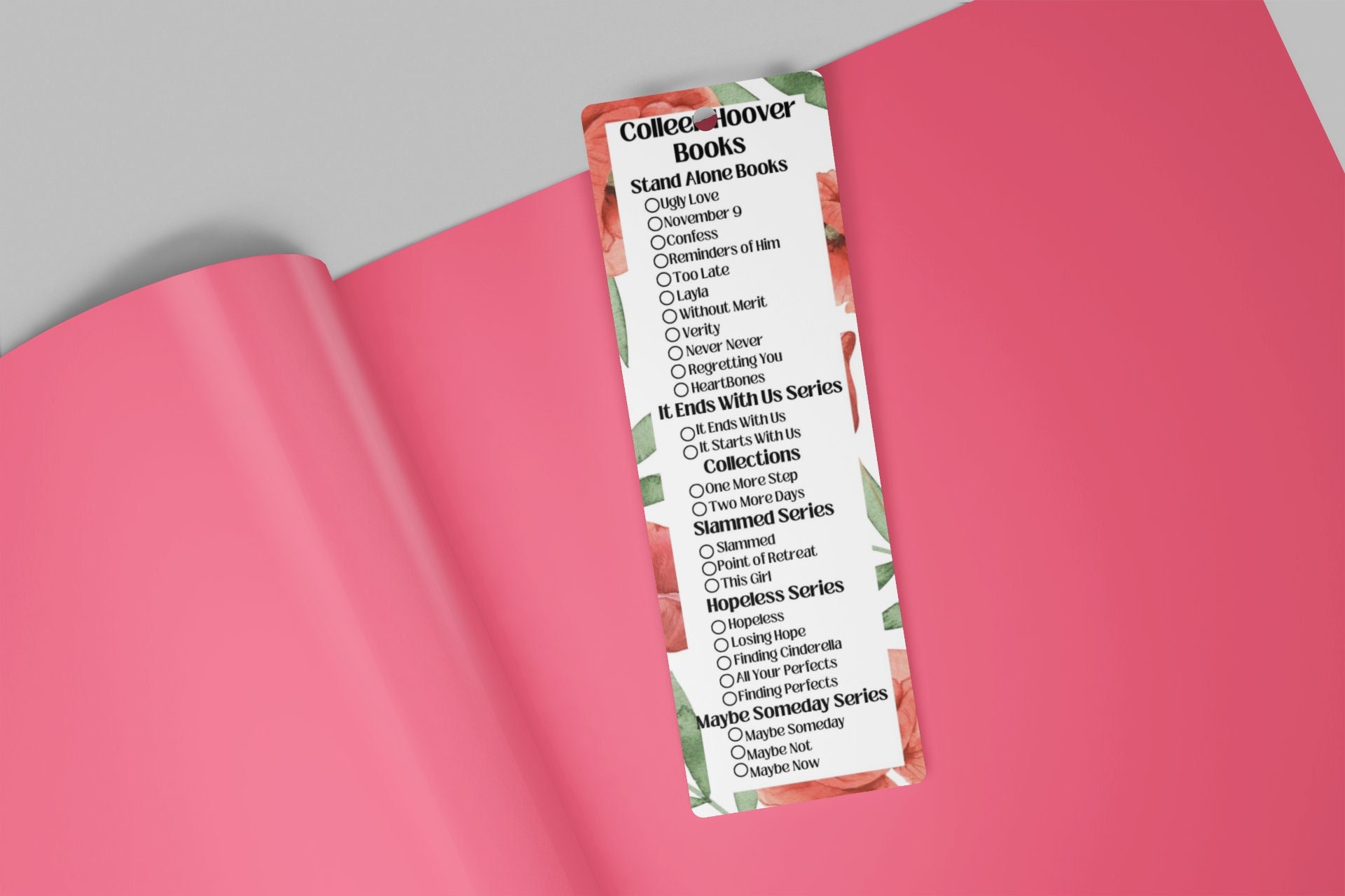 Colleen Hoover Book Checklist Boho Bookmark, Coho Bookmark,booklover ...