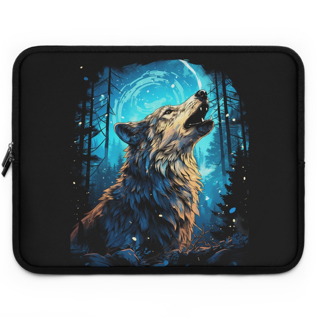 Wolf Laptop Case Howling Wolf Laptop Sleeve Spirit Animal - Etsy