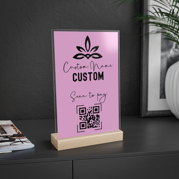 Customizable Business Qr Code Gift Acrylic Sign Wooden Stand - 60+ Gift ...