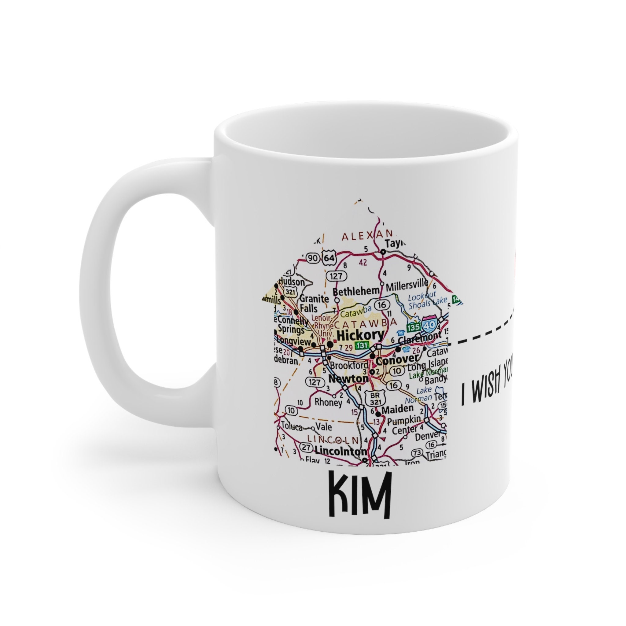Best Friend Coffee Mug, Custom Map Coffee Mug, I Wish You Lived Next ...