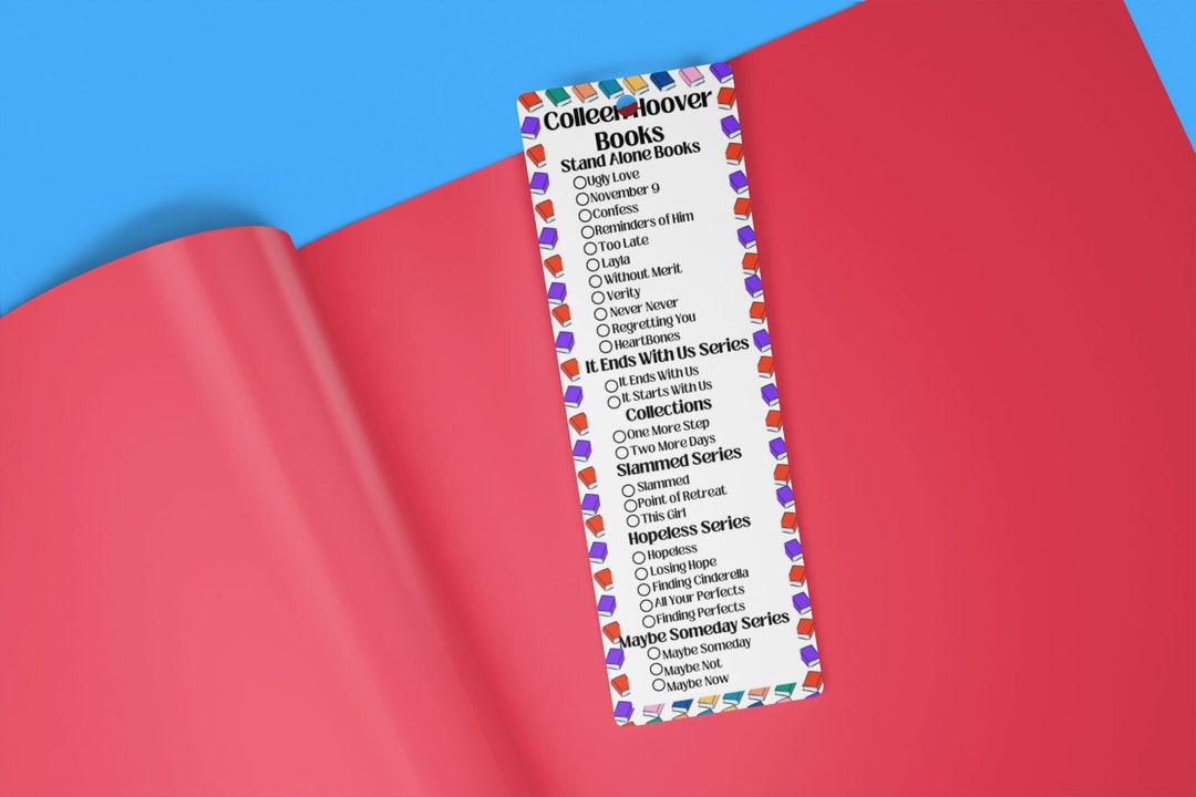 Colleen Hoover Book Checklist Boho Bookmark, Coho Bookmark,booklover ...