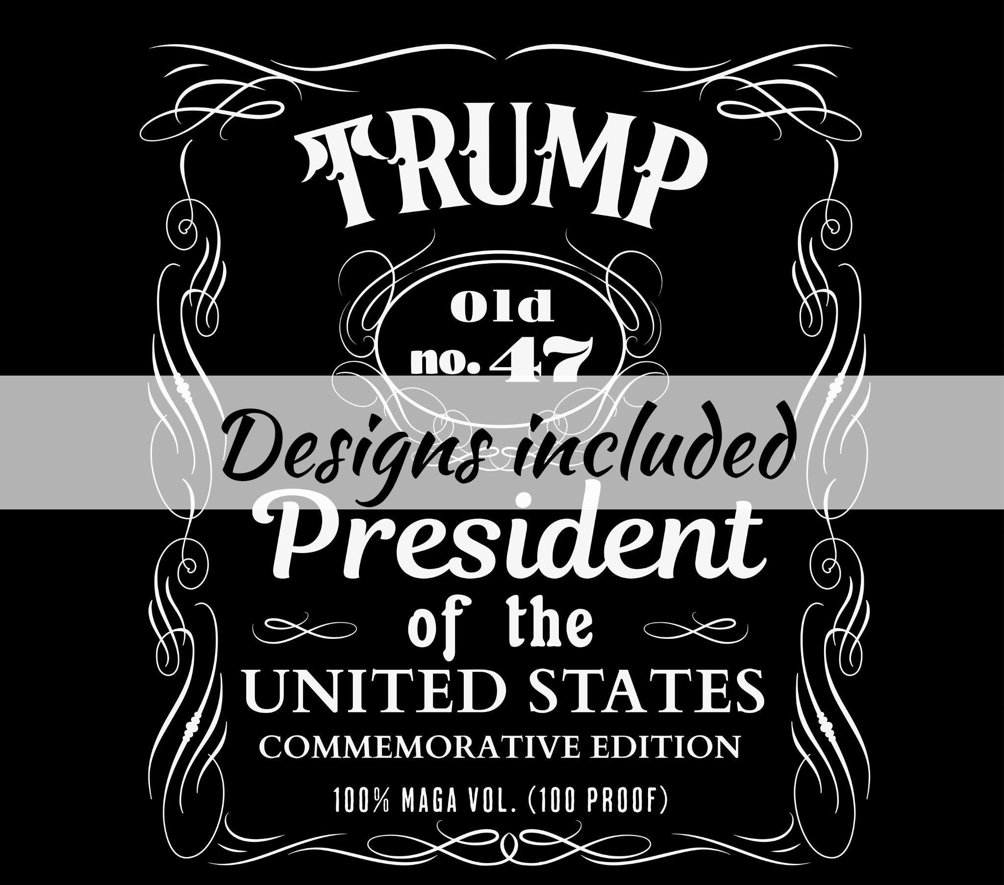 TRUMP Whiskey Label Tumbler Wrap Label TRUMP 47 President of the United ...