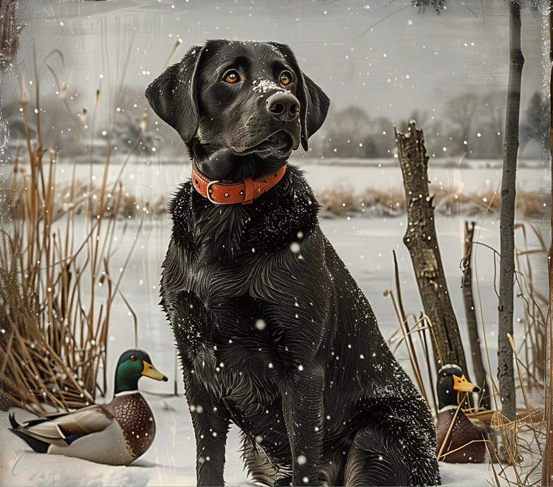 Black Labrador Retriever Tumbler Wrap 20oz Snowy Landscape With Ducks ...